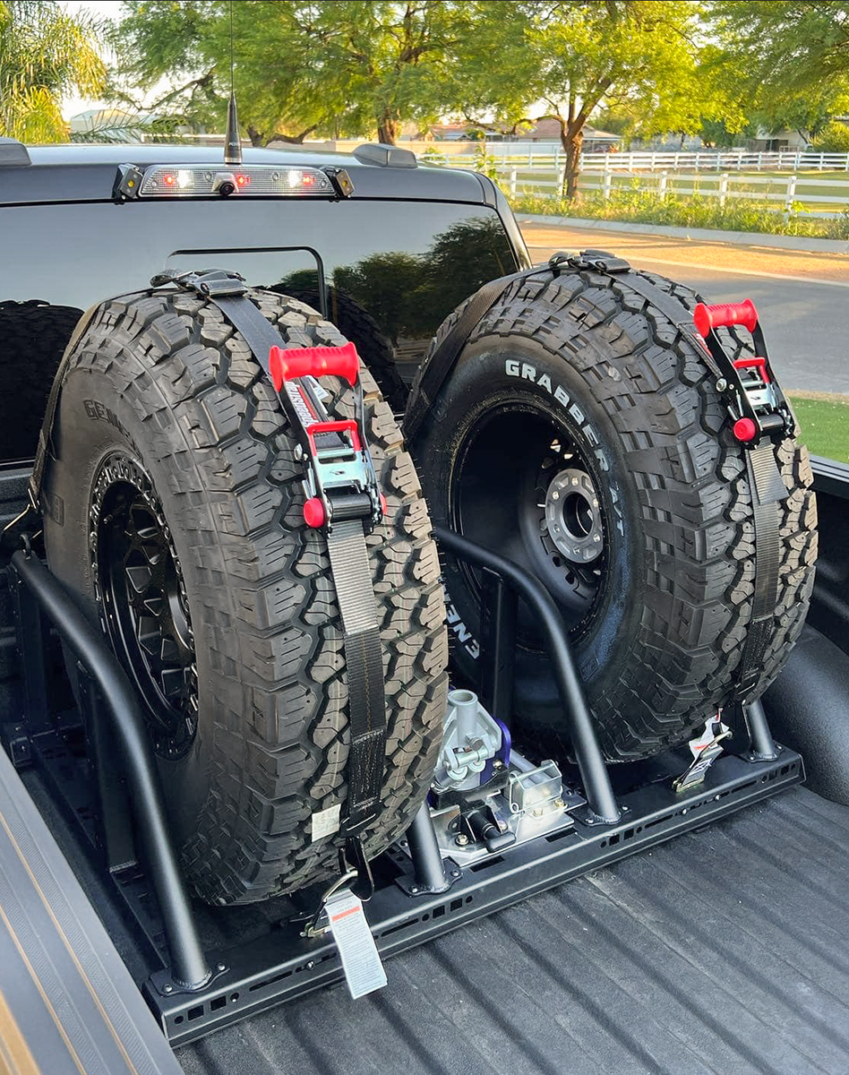 Raptor (2010-2024) Dual Tire Carrier Quick Release Modular Bed Organiz ...